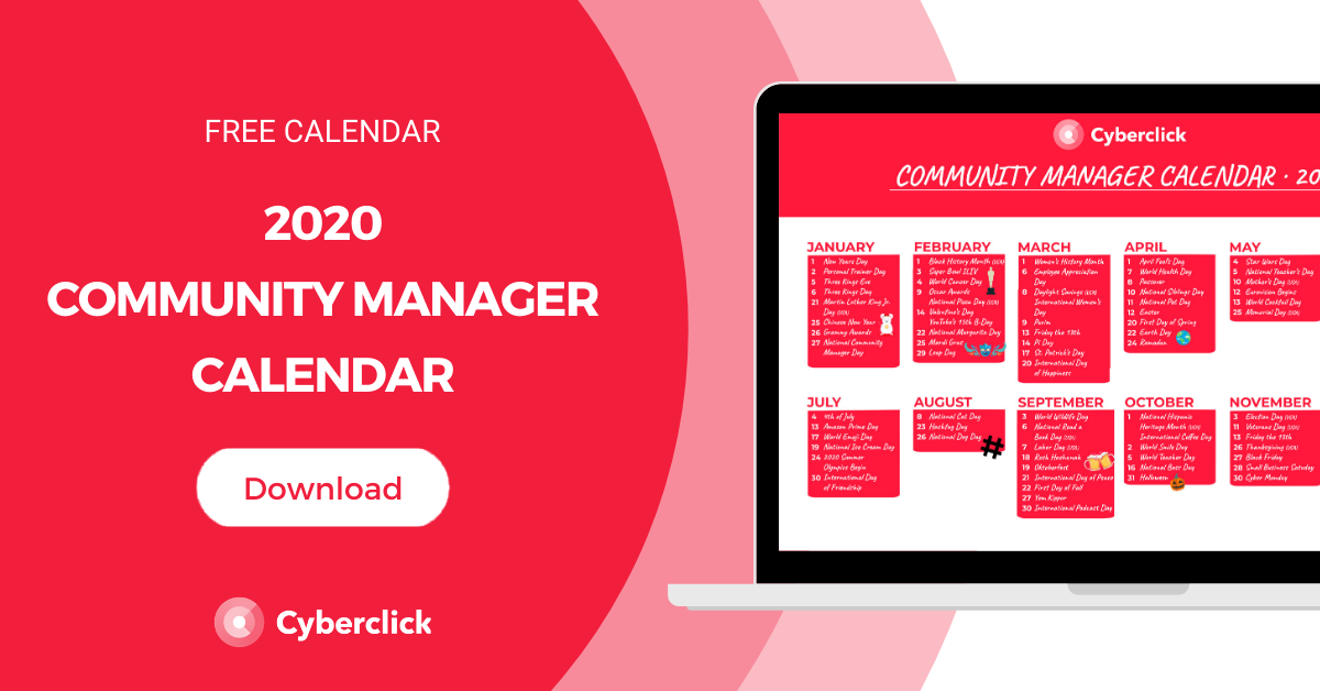 2020 Community Manager Calendar [free calendar]